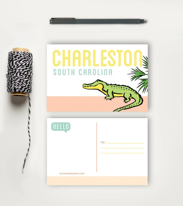 Charleston Alligator Sightseeing Postcard by Texture Design ...